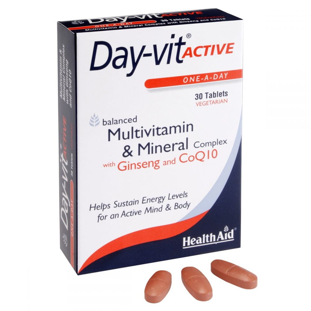 Health Aid Day-Vit Active Ginseng & CoQ10 30 tablets - PHARMFETCH CY