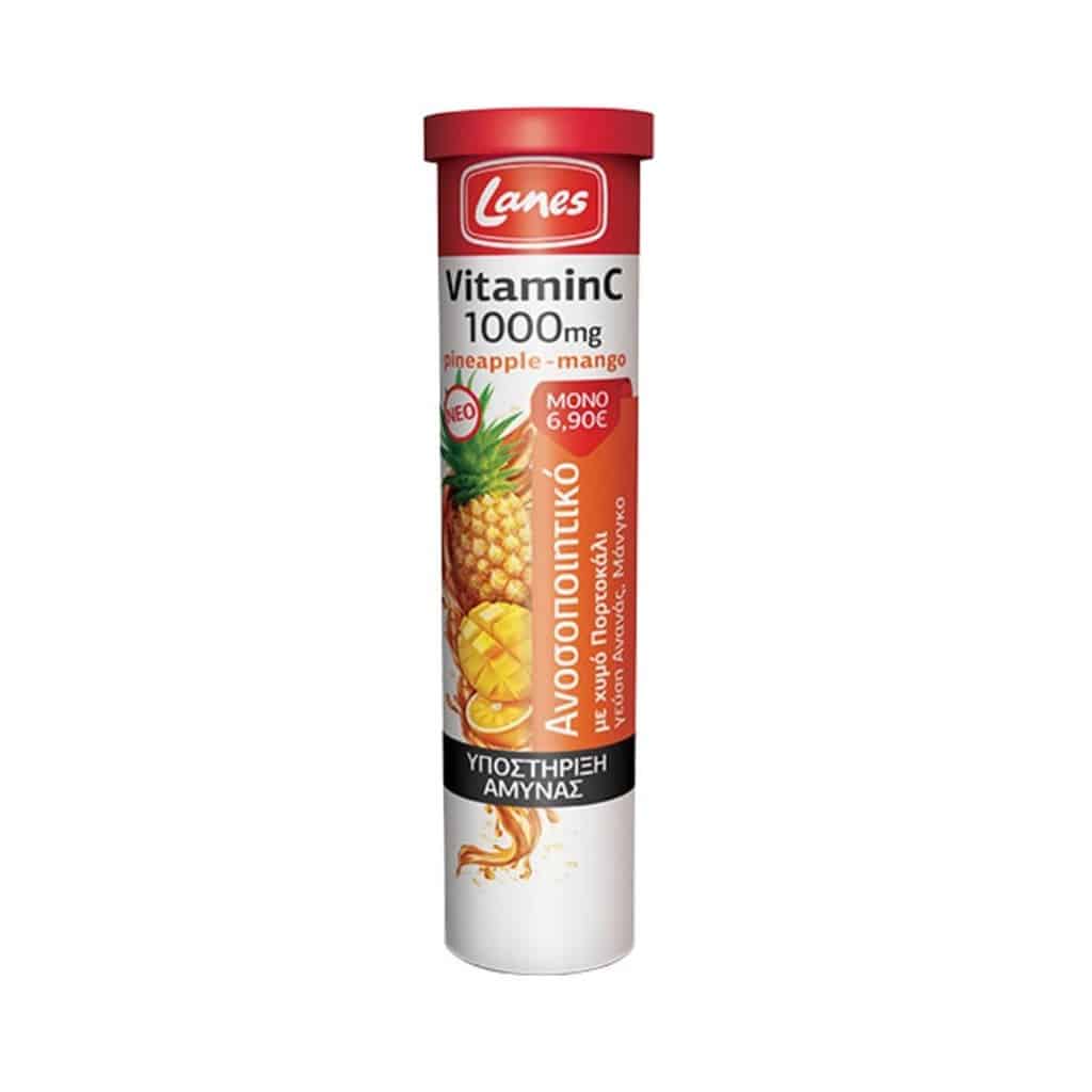 Lanes Vitamin C 1000mg Pineapple Mango Immune System 20 Effervescent ...